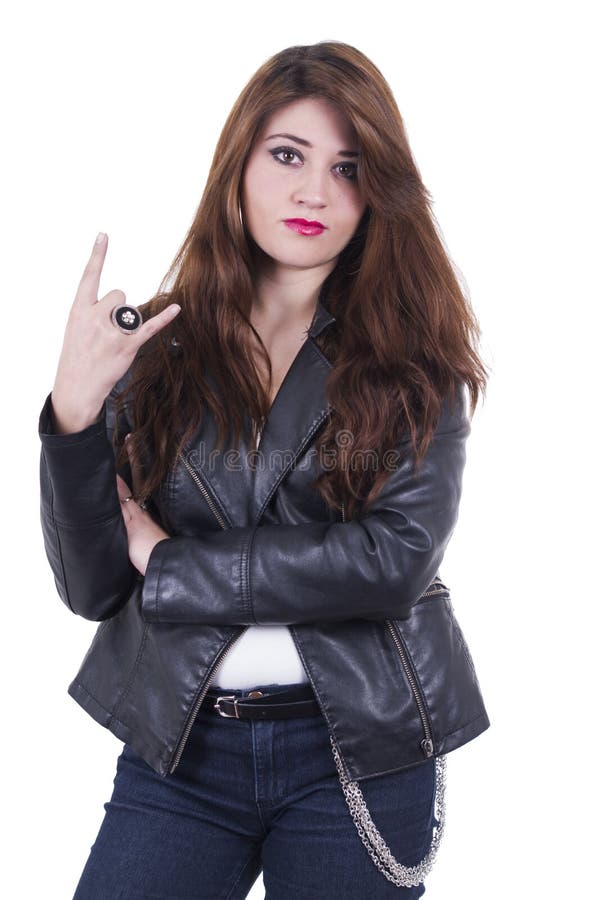 Beautiful Young Rock Girl Posing Stock Image - Image of leather ...