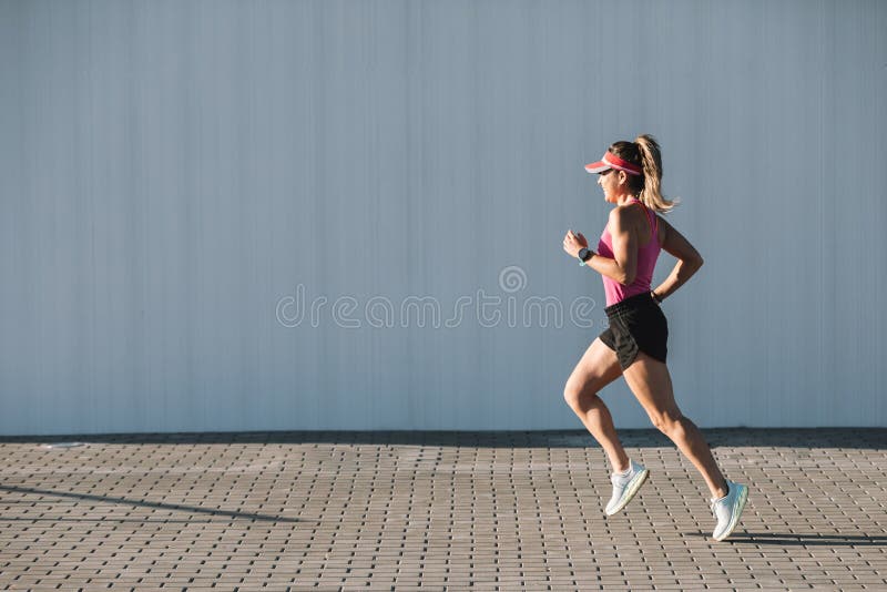 Beautiful Young Runner Running Around the City. Stock Image - Image of ...