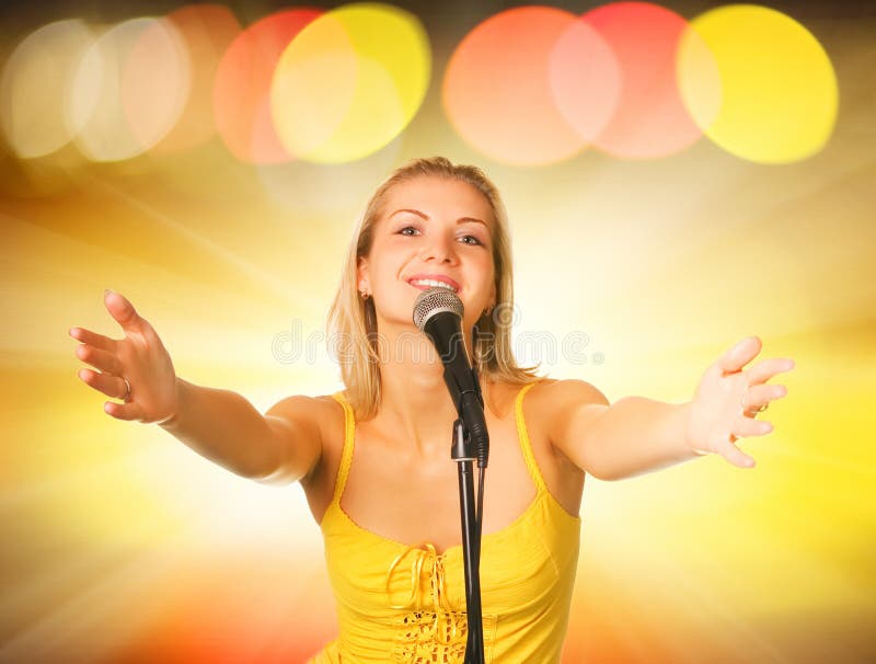 Beautiful young singer stock photo. Image of audio, girl - 7253766