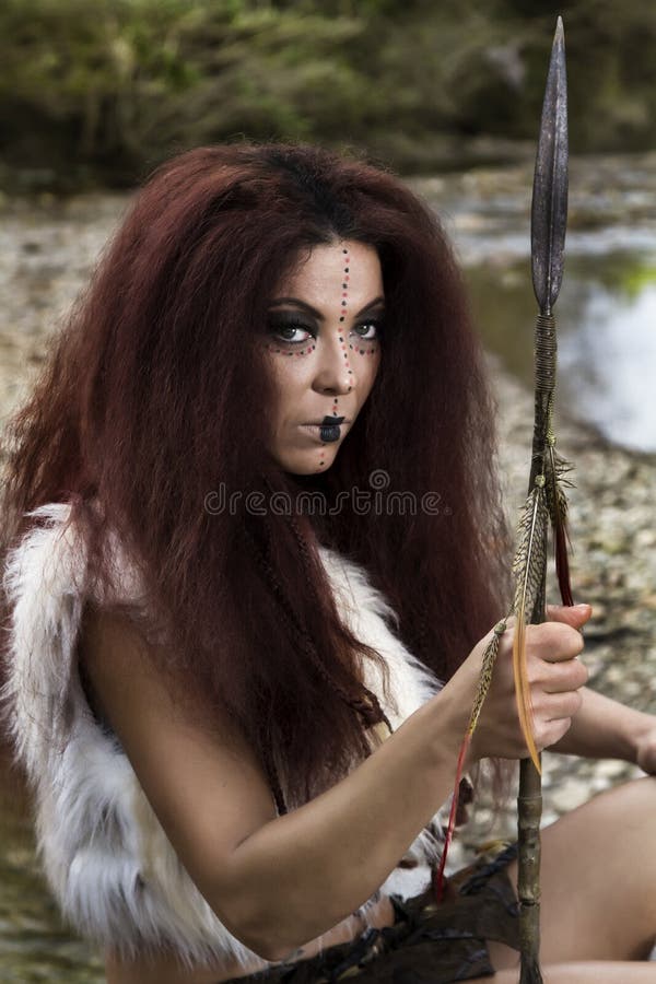Beautiful Young Strong Hunter Warrior Woman Stock Image - Image of ...