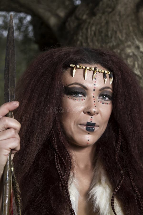 Beautiful Young Strong Hunter Warrior Woman Stock Image - Image of ...