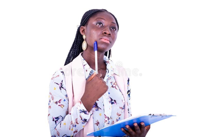 Beautiful Young Student Thinking What Write Clipboard Stock Photos ...
