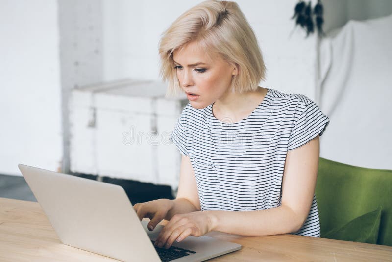 Beautiful Young Student Working on Laptop Stock Photo - Image of casual ...