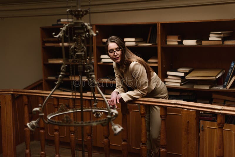 Beautiful Young Stylish Lady Vintage Library Stock Photos - Free ...