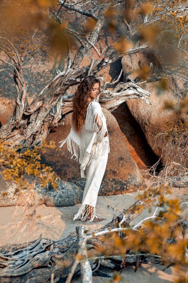 Beautiful Young Stylish Woman on the Beach Stock Photo - Image of ...