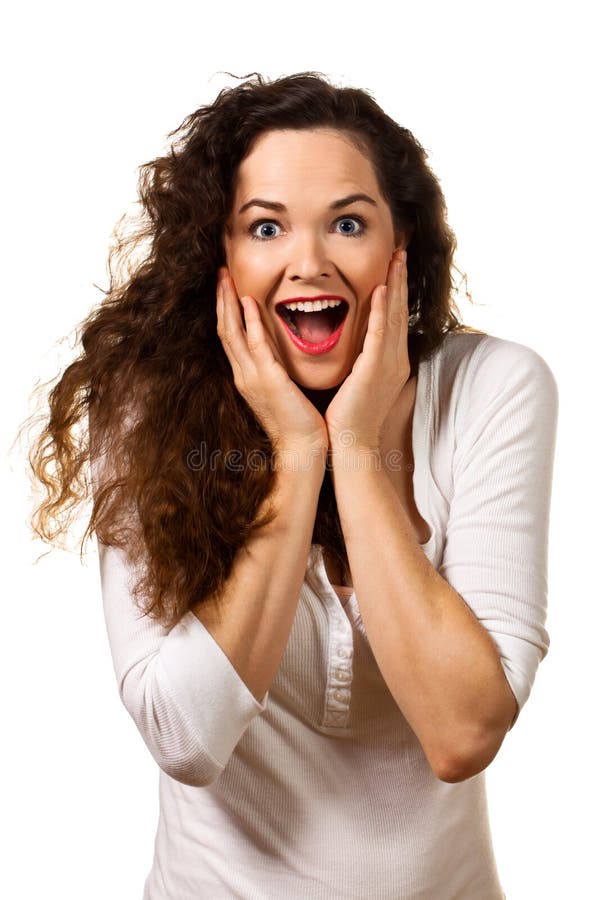 Beautiful Young Surprised Woman Stock Photo - Image of background ...