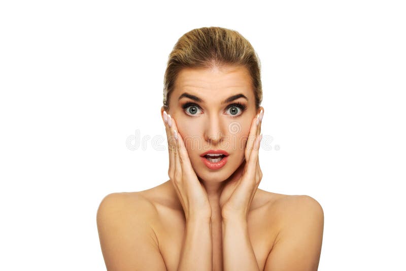 Beautiful Young Surprised Woman Stock Image - Image of hair, makeup ...