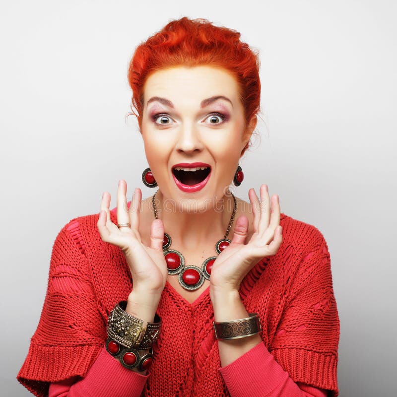 Beautiful Young Surprised Woman. Stock Image - Image of girl, mouth ...