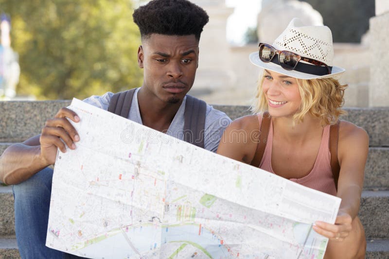 Beautiful Young Tourist Checking Map Stock Image - Image of lifestyle ...