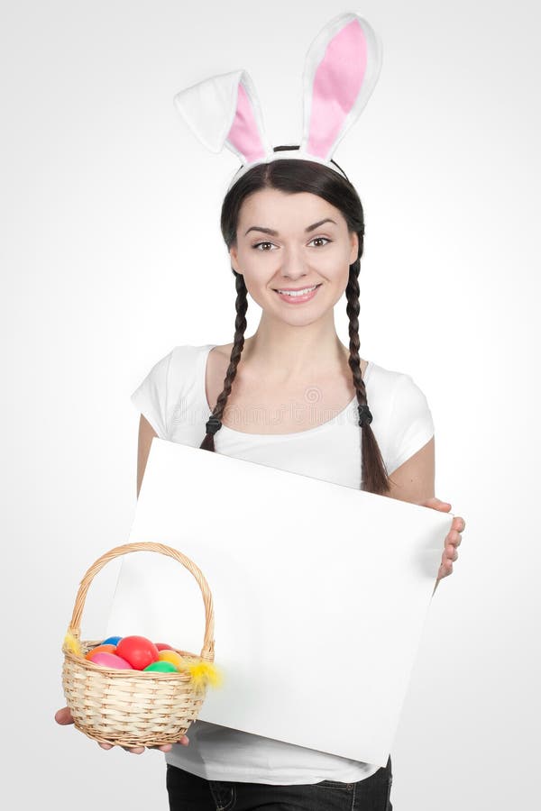 Beautiful Young Woman As Easter Bunny Stock Photo - Image of attractive ...