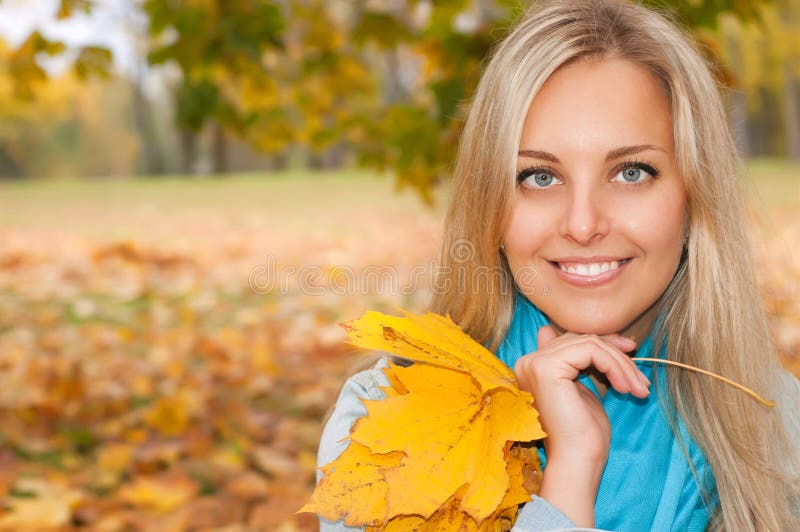 Beautiful Young Woman in Autumn Forest Stock Image - Image of caucasian ...