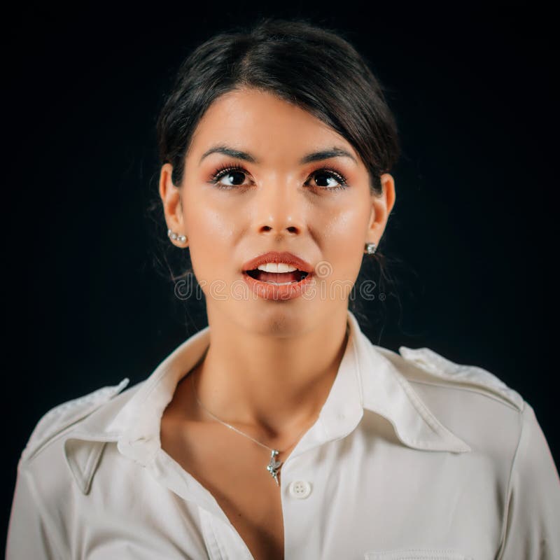 Beautiful Young Woman in Awe, Expressing Strong Emotions Stock Image ...