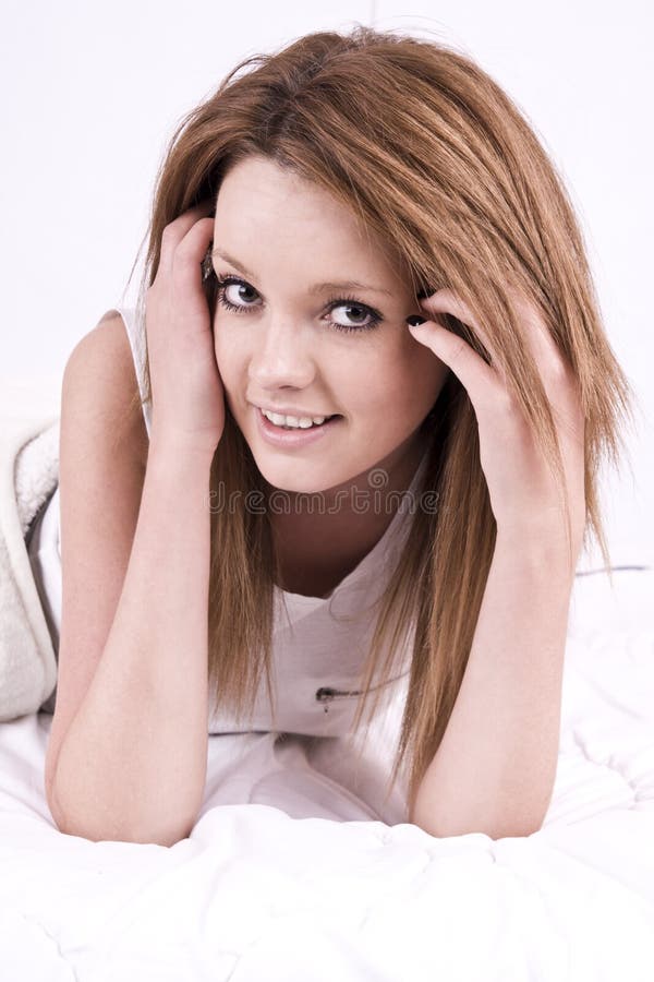 Beautiful Young Woman in Bed Stock Photo - Image of bedroom, body: 41909858