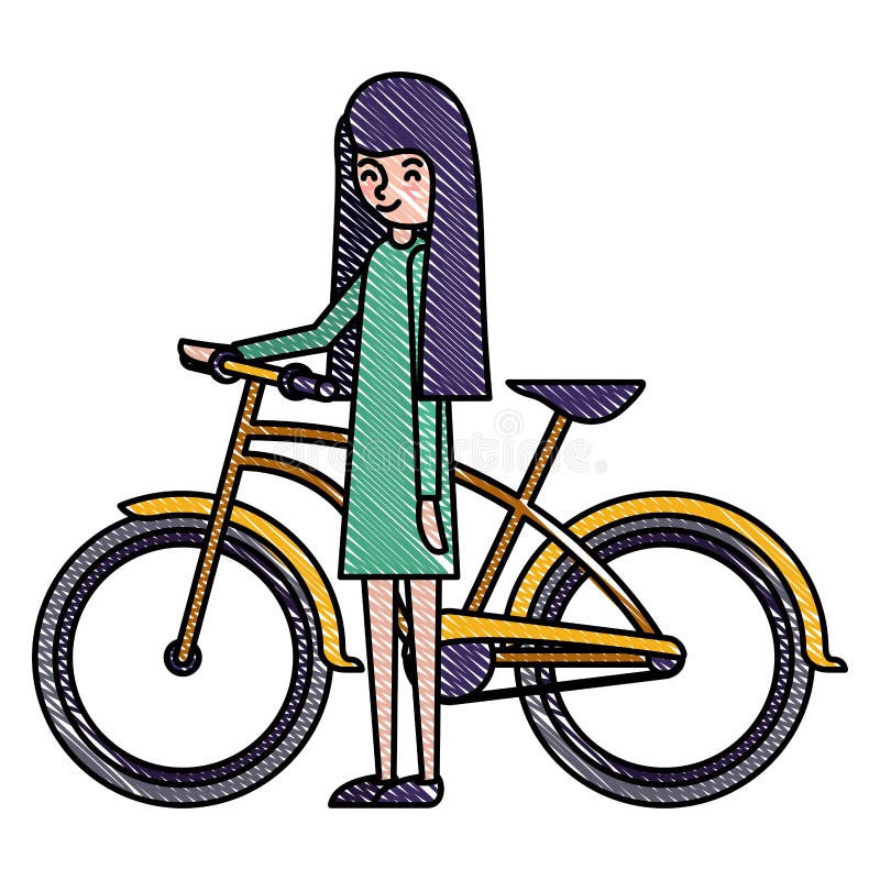 Beautiful and Young Woman with Bicycle Character Stock Vector ...