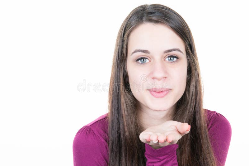 Beautiful Young Woman Blowing A Kiss To Her Lover Stock Image Image