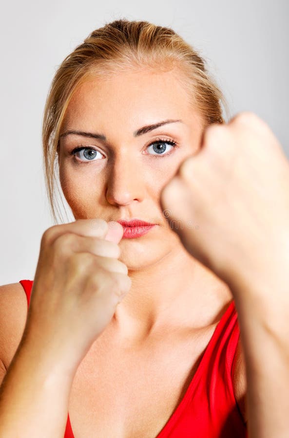 Beautiful Young Woman Boxing Stock Image - Image of agression, fitness ...