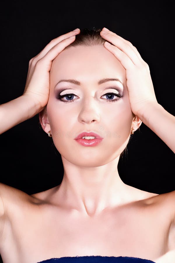 Beautiful Young Woman with Bright Stylish Make-up Stock Photo - Image ...