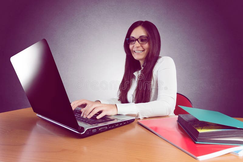 Beautiful Young Woman Browsing on Her Computer Stock Photo - Image of ...