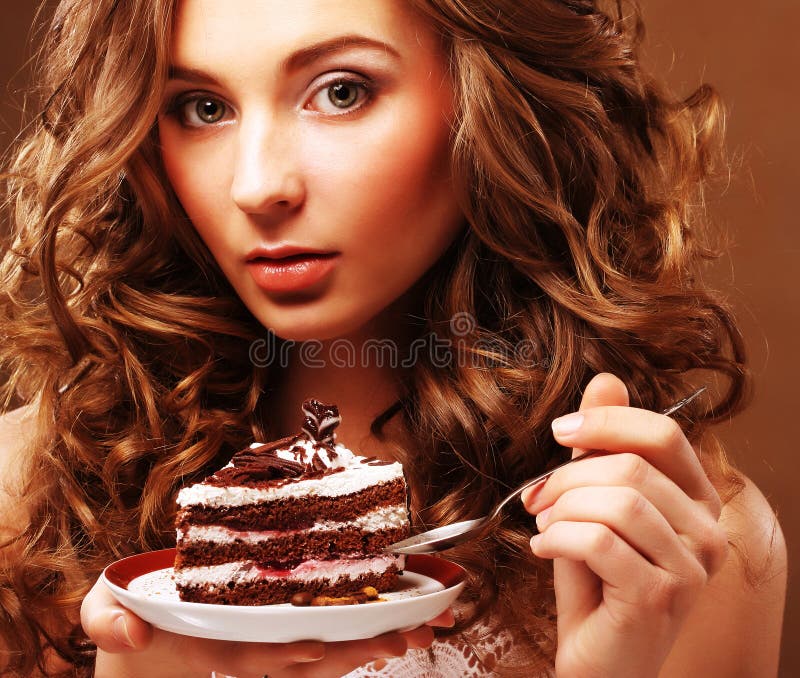 Beautiful Young Woman with a Cake Stock Image - Image of person, diet ...
