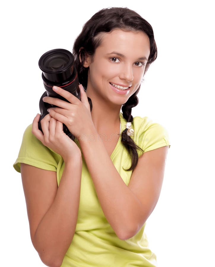 Beautiful Young Woman with Camera. Stock Photo - Image of lady, pretty ...