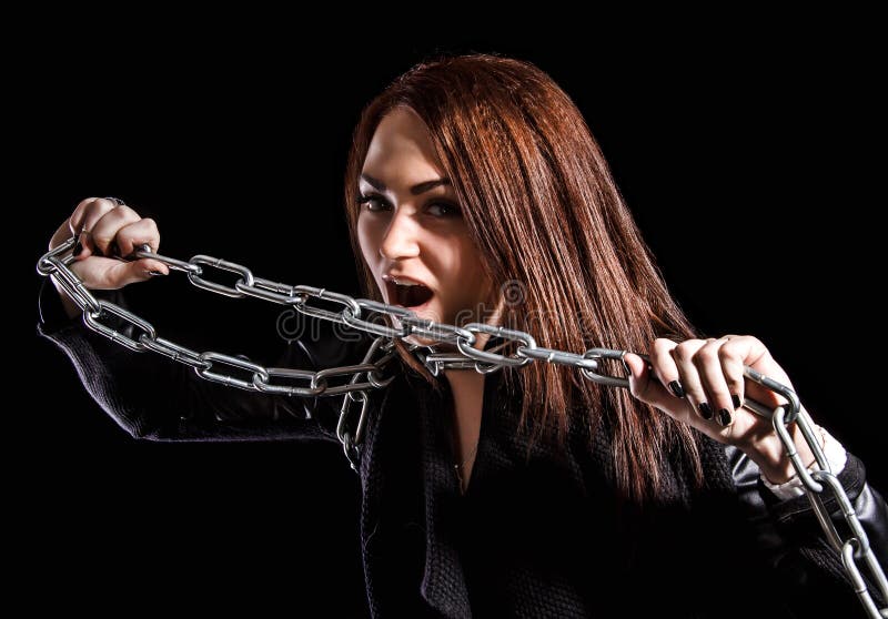 Beautiful Woman Steel Shackles Stock Photos - Free & Royalty-Free Stock ...