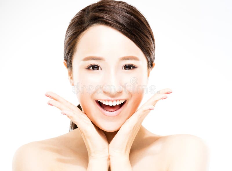 Beautiful Young Woman with Clean Face Stock Image - Image of beautiful ...