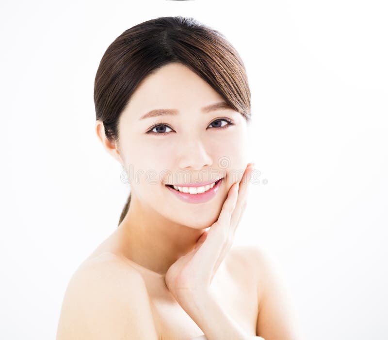 Beautiful Young Woman with Clean Face Stock Image - Image of facial ...