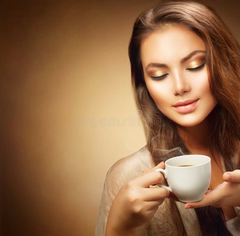 Woman with Cup of Coffee stock image. Image of design - 26467323