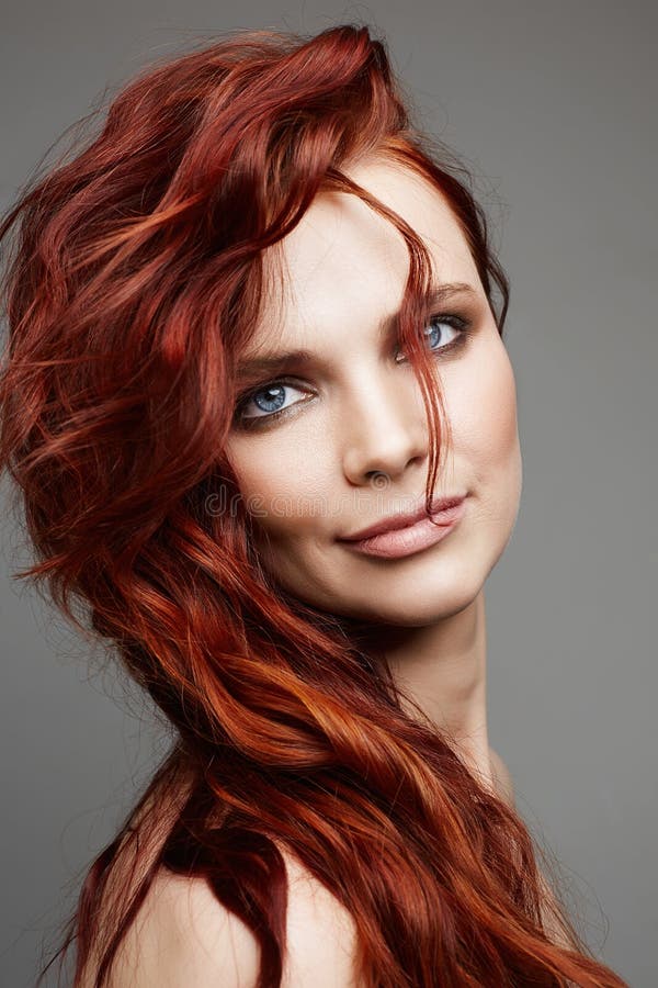 Beautiful Young Woman With Curly Red Hair Stock Image Image Of Care