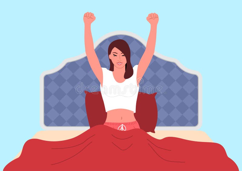 Beautiful Young Woman Doing Morning Stretch at the Window Stock Vector ...