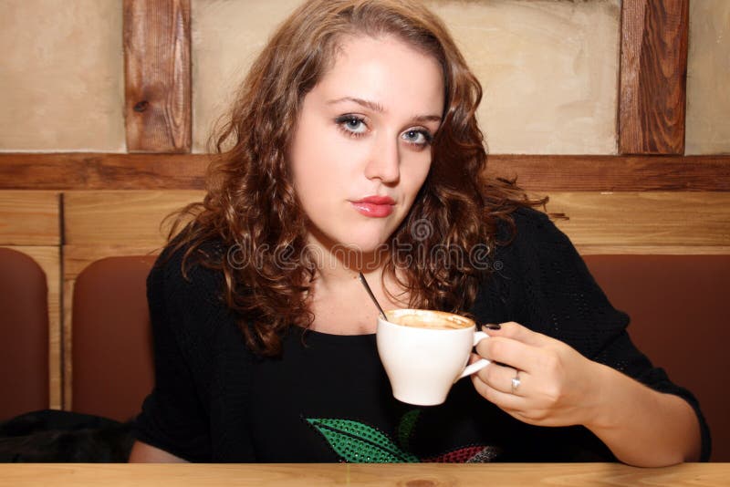 Beautiful Young Woman Drinking Coffee Stock Image - Image of making ...