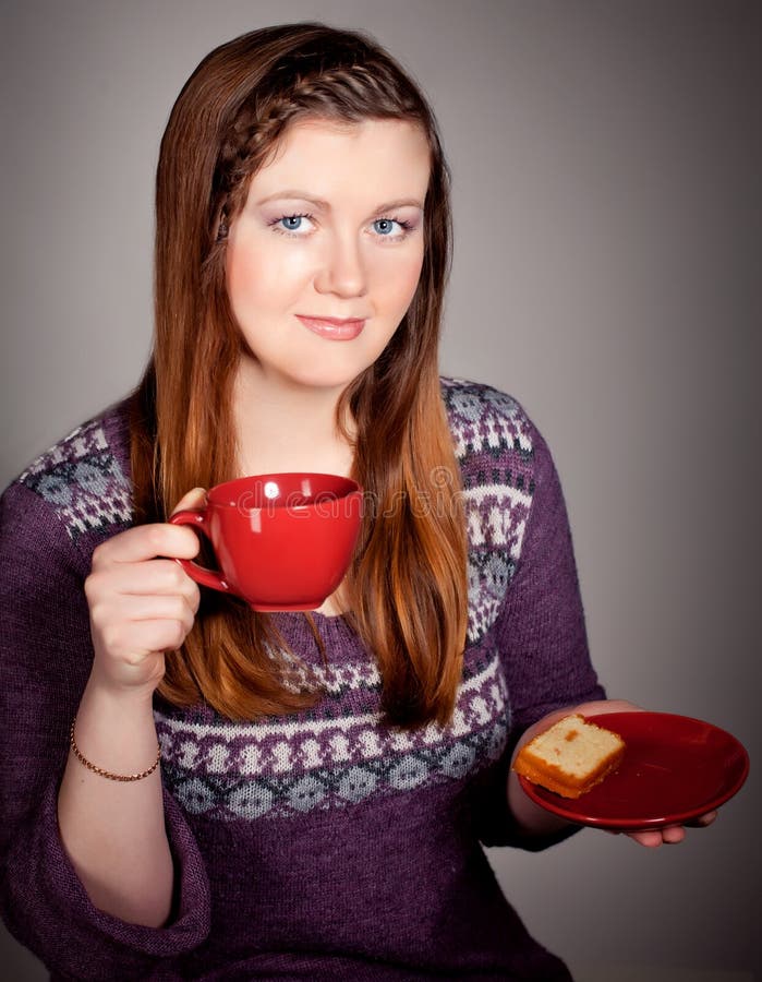 Beautiful Young Woman Drinking Coffee or Tea Stock Photo - Image of ...