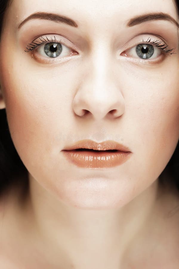 Beautiful Young Woman Face, Close Up Stock Photo - Image of clean ...