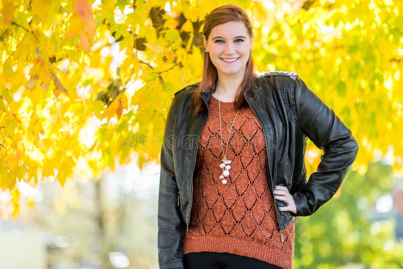 Beautiful Young Woman in the Fall Stock Image - Image of tree, body ...