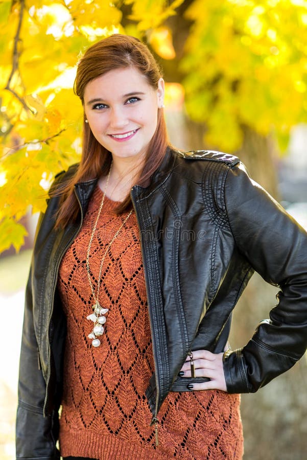 Beautiful Young Woman in the Fall Stock Image - Image of girl, adult ...