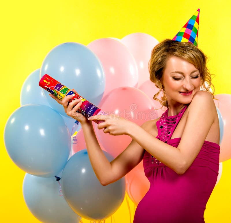 Beautiful Woman Jumping Out of the Cake Stock Image - Image of gift ...