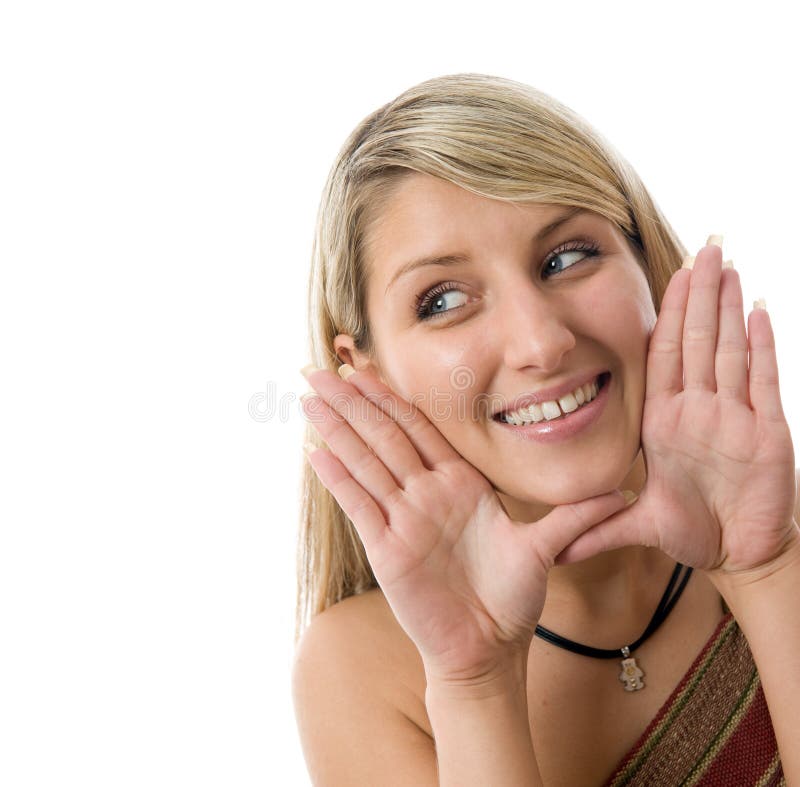 Beautiful Young Woman Framing Face With Hands. Picture Image: 6928921