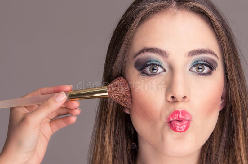 Beautiful Young Woman Getting Makeup Done Stock Image - Image of ...