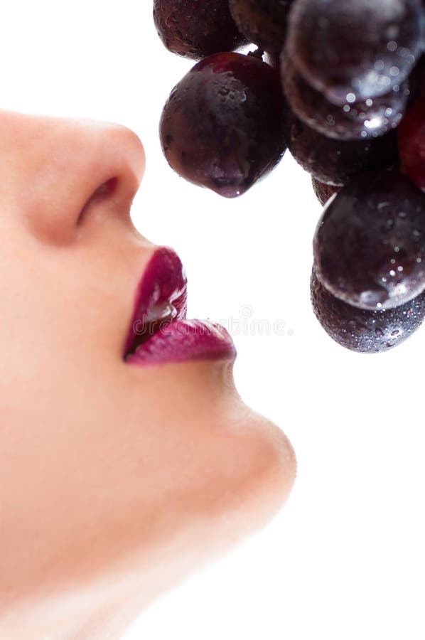 Beautiful Young Woman with Grape Stock Photo - Image of healthy, female ...