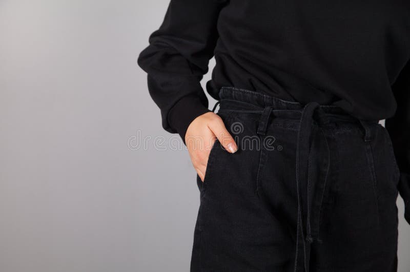 Beautiful Young Woman, Hand in the Pocket Stock Image - Image of pants ...