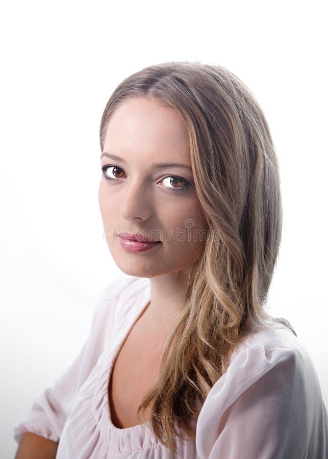 Beautiful Young Woman Isolated on White Stock Photo - Image of casual ...