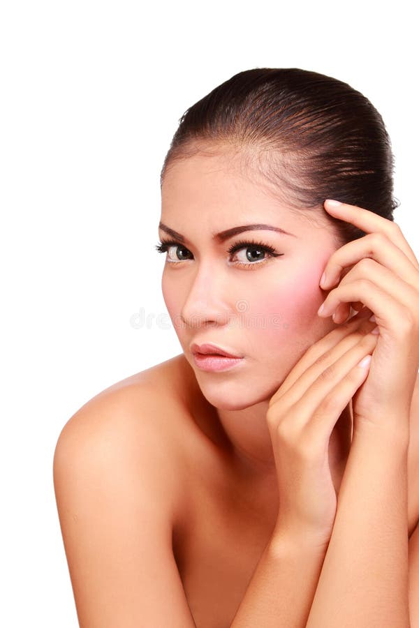 Beautiful Young Woman Isolated on White Background Stock Image - Image ...