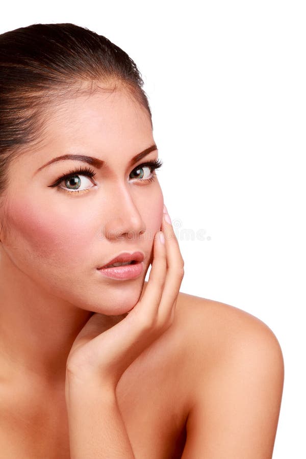 Beautiful Young Woman Isolated on White Background Stock Photo - Image ...