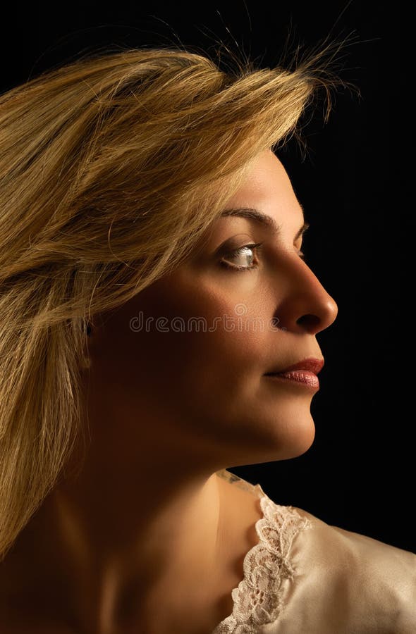 Beautiful Young Woman Looking Sideways Stock Image - Image of adult ...