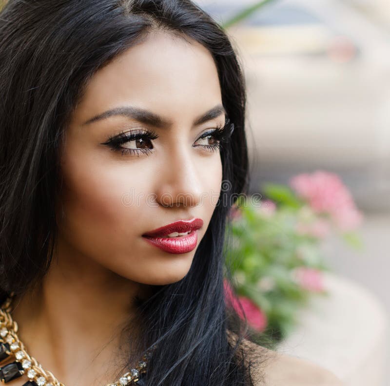 Beautiful Young Woman Looking To Side Stock Photo - Image of head ...