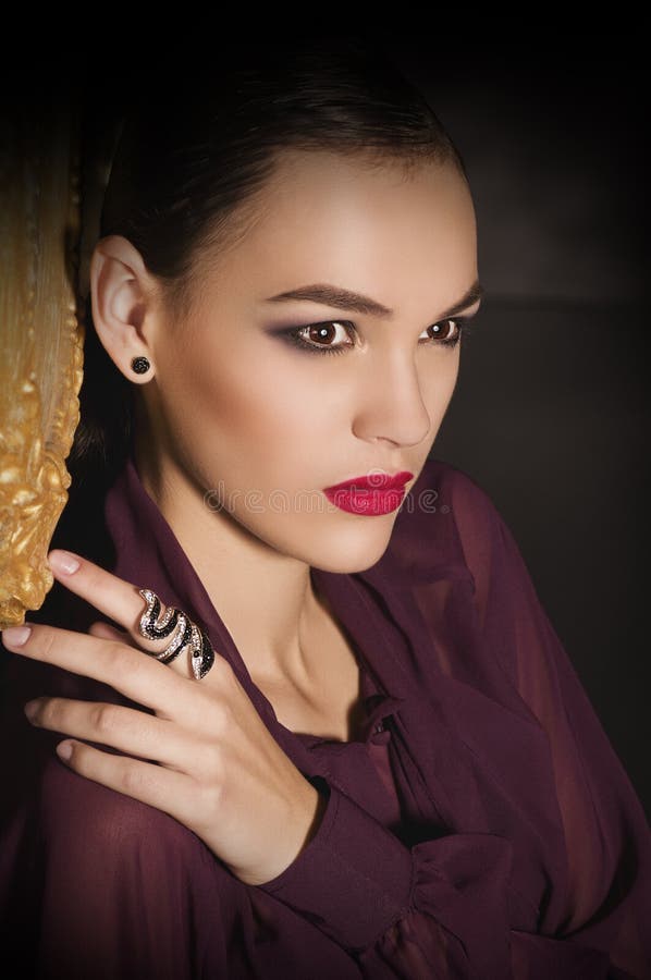 Beautiful Young Woman with Makeup Stock Image - Image of black ...