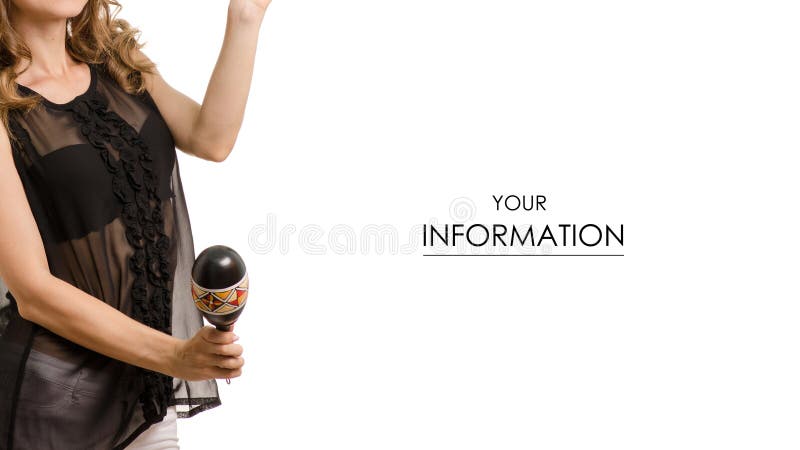 Beautiful Young Woman with Maracas Dancing Pattern Stock Photo - Image ...