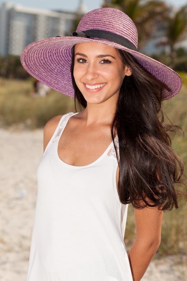 Beautiful Young Woman in Miami Beach Stock Photo - Image of hispanic ...