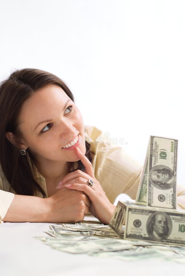 Woman Eating Money stock image. Image of beautiful, background - 15267877