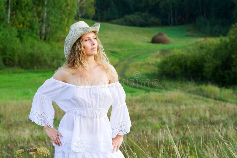Beautiful Young Woman on Nature. Stock Photo - Image of dreams, clear ...